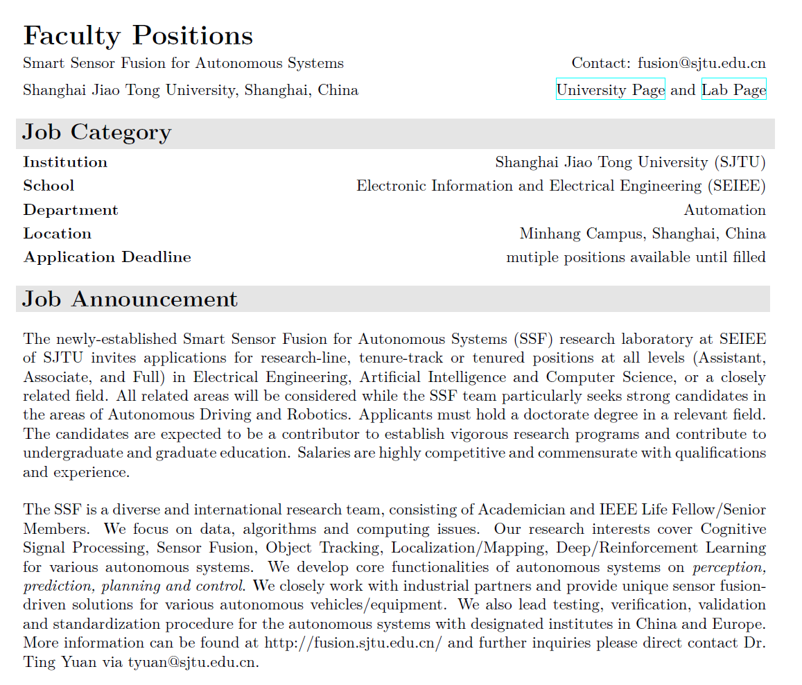 Smart Sensor Fusion Research Laboratory